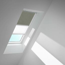 Velux Verdunkelungsrollo Duo DFD Olivebeige gepunktet/Wei&szlig; 4575, C02, GGU,Manuell,Velux,wei&szlig;e Schiene