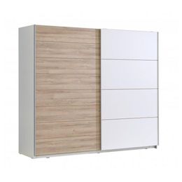 FORTE Schwebetürenschrank JAWA Bianco Eiche Nb. / weiß Schwebetürenschrank Schiebetüren Kleiderschrank ca. 200 x 210 x 61 cm