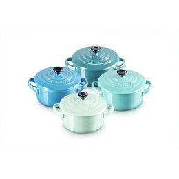 Le Creuset Mini 4er-Set Metallics Blau-Grün COCOTTE