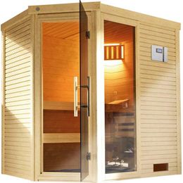 Weka Sauna Cubilis E .1, BxTxH: 195 x 145 x 205 cm, 45 mm, inkl. Ofen und digitaler Steuerung, GTF, OS 7,5 KW, beige