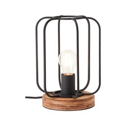 Brilliant Lampe, Tosh Tischleuchte antik holz/schwarz korund, 1x A60, E27, 40W, Holz aus nachhaltiger Waldwirtschaft (FSC)