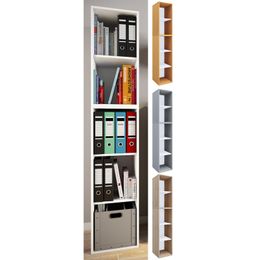 Vcm Holzregal stehend platzsparender Aktenschrank Ma&szlig;e ca. H. 184 x B. 35 x T. 37 cm Elegantes Regal B&uuml;roregal &ndash; Lona I 5f