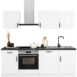 Wiho-Küchen wiho Küchen Küchenzeile Erla, mit Hanseatic-E-Geräten, Breite 220 cm, extra kurze Lieferzeit, schwarz|weiß