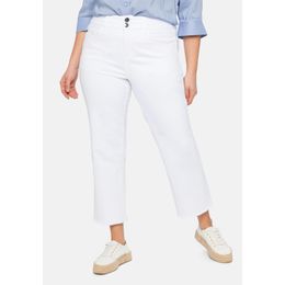 sheego Große Größen: High-Waist-Jeans in Ankle-Länge, mit offenem Saum, white Denim, Gr.48