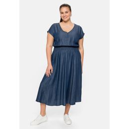 sheego Große Größen: Kleid in Jeansoptik, in leicht glänzender Qualität, blue Denim, Gr.42