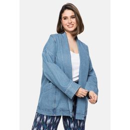 sheego Große Größen: Jeansjacke mit Schalkragen, in Kimono-Form, blue Denim, Gr.42