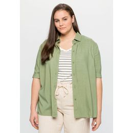 sheego Große Größen: Bluse mit Hemdkragen und verlängertem Arm, hellkhaki, Gr.40