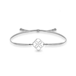 iz-el Armband Armband Silber Lebensblume - VIERBLÄTTRIGE LEBENSBLUME Makramee, 925 Sterling Silber, Bandfarbe Goldschimmer / silber