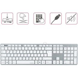 Hama Tastatur PC Tastatur kabelgebunden im Slim-Design Tastatur, weiß