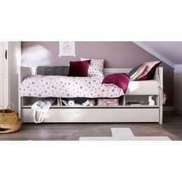 Betten Duscher LIFETIME Stauraum-Sofabett Original Bett Jugendliche 90x200 cm weiß mit Holzstruktur