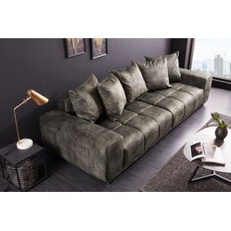 Riess Ambiente Big Sofa ELEGANCIA 285cm moosgrün Microfaser XXL Couch inkl. Kissen Federkern