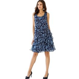 Volantkleid Lady "Kleid" Gr. 36, Normalgrößen, blau (nachtblau, bleu, bedruckt) Damen Kleider