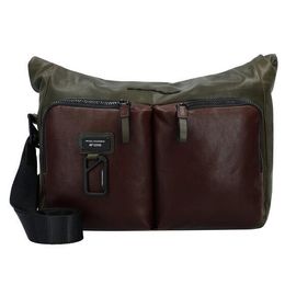 Piquadro Harper Umhängetasche Leder 34 cm Laptopfach green-dark brown