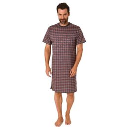 Normann Pyjama Herren kurzarm Nachthemd in Karo Optik