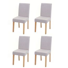 MCW 4er-Set Esszimmerstuhl Stuhl Küchenstuhl Littau ~ Textil, creme-beige, helle Beine