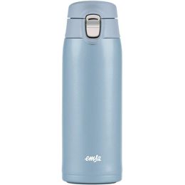 Emsa Thermobecher Travel Mug Light, Edelstahl, Kunststoff, 0,4L, leicht, Edelstahl, Klappverschluss, 100% dicht, 8h heiß/16h kalt, blau