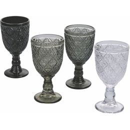 Villa d'Este Weinglas Marrakech Stones, Glas, Gläser-Set, 4-teilig, Inhalt 280 ml, grau|schwarz
