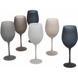 Villa d'Este Weinglas Happy Hour Stones, Glas, Gläser-Set, 6-teilig, Inhalt 550 ml, grau