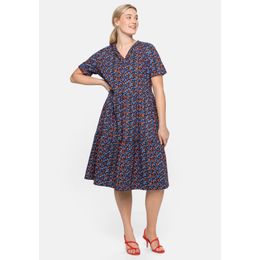 sheego Große Größen: Shirtkleid mit Paisleydruck und Lochspitze, nachtblau bedruckt, Gr.42