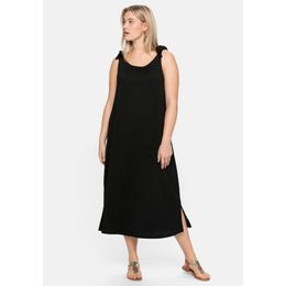 sheego Große Größen: Midi-Jerseykleid in A-Linie, mit verspielten Details, schwarz, Gr.40