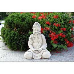JVmoebel Skulptur Buddha in Steinoptik Große Skulptur für Garten und Wohnbereich