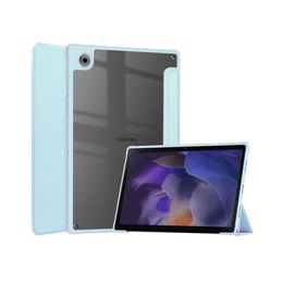 Wigento Tablet-Hülle Für Samsung Galaxy Tab A8 2021 X200 / X205 Tasche Hell Blau Hülle Etuis Design Acryl Smart Cover Case Schutz Kappe aufstellen