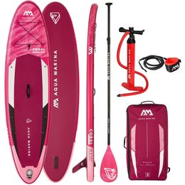 Inflatable SUP-Board Aqua Marina "Coral Stand-Up" Wassersportboards Gr. 10’2” 310 cm, rot (coral, pink, weiß) Stand Up Paddle