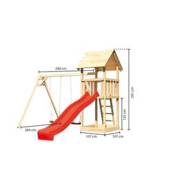 KARIBU HOLZTECHNIK GMBH Akubi Lotti natur Rutsche rot Doppels. Gerüst