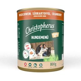 CHRISTOPHERUS Hundemenü mit Wildschwein, Süßkartoffel und Cranberry 6x800g