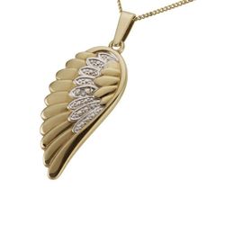 Firetti Kettenanhänger Schmuck Geschenk Gold 333 Halsschmuck Anhänger für Halskette Flügel, Made in Germany - mit Diamant, gelb|goldfarben|silberfarben