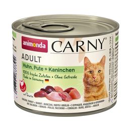 animonda Carny Adult Huhn, Pute und Kaninchen Katzen-Nassfutter ohne Getreide 6x200g