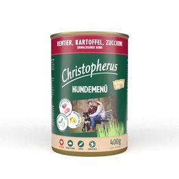 CHRISTOPHERUS Hundemenü mit Rentier, Kartoffel und Zucchini 24x400g