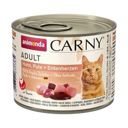 animonda Carny Adt Huhn, Pute und Entenherz Katzen-Nassfutter ohne Getreide 6x200g