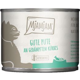 MjAMjAM gute Pute an gedämpftem Kürbis Katzen-Nassfutter getreidefrei 6x200g