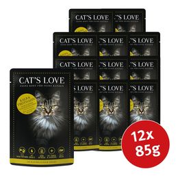 Cat's Love Nassfutter Kalb & Truthahn mit Katzenminze & Leinöl 12x85g