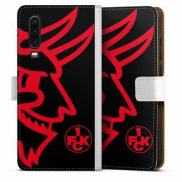 DeinDesign Handyhülle Offizielles Lizenzprodukt 1.FCK Dauerkarte, Huawei P30 Hülle Handy Flip Case Wallet Cover Handytasche Leder, weiß