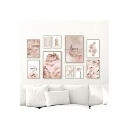homestyle-accessoires Poster Bilder Set Wandbilder LOVE MAKES A HOUSE A HOME DIN A3/A4/A5