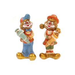 ELLUG Dekofigur 2er Set Deko-Figuren Clown Junge und Mädchen mit Schultüten und Clownsgesicht aus Kunststein H: 7cm