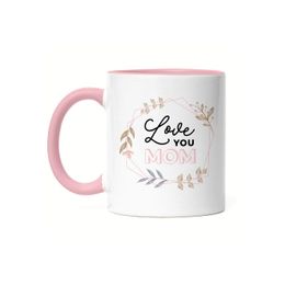 Hey!Print Tasse Tasse Spruch Love You Mom Liebe Blumenmotiv Geschenkidee Muttertag Geburtstag