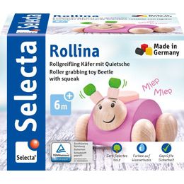 Selecta Greifling Holz Rollspielzeug Rollina Käfer rosa Quietsche krabbeln 61072