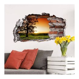 K&L WALL ART K&L Wall Art Wandtattoo 3D Wandtattoo Feng Shui Natur Deko Aufkleber Baum des Lebens am Hügel