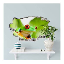 K&L WALL ART K&L Wall Art Wandtattoo 3D Wandtattoo Frosch Fotografie grüner Knallfrosch Wandsticker modern