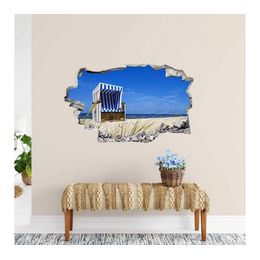 K&L WALL ART K&L Wall Art Wandtattoo 3D Wandtattoo Aufkleber Maritime Küste Strandkorb Shabby Chic Wandsticker