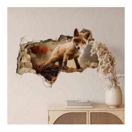 K&L WALL ART K&L Wall Art Wandtattoo 3D Wandtattoo Aufkleber Adamec Junger Baby Fuchs Kinderzimmer Waldtiere