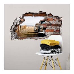 K&L WALL ART K&L Wall Art Wandtattoo 3D Wandtattoo Oldtimer Vintage Auto Nostalgie Klassiker Rusted Cars