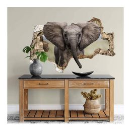 K&L WALL ART K&L Wall Art Wandtattoo 3D Wandtattoo Aufkleber van Duijn Safari Tierfotografie Baby Elefant Afrika