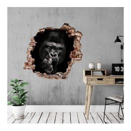 K&L WALL ART K&L Wall Art Wandtattoo 3D Wandtattoo Meermann Safari Tiere Gorilla schwarz weiß Silberrücken