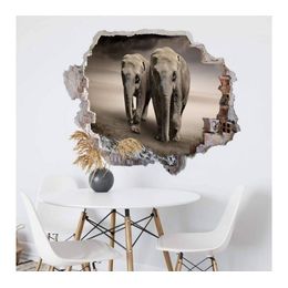 K&L WALL ART K&L Wall Art Wandtattoo 3D Wandtattoo Kinderzimmer Safari Tiere Wandsticker Baby Elefanten