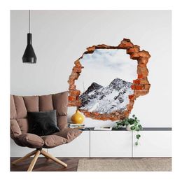 K&L WALL ART K&L Wall Art Wandtattoo 3D Wandtattoo Berghütte Aufkleber Schnee am Berg Ausblick Snow Mountain