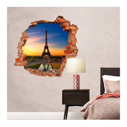 K&L WALL ART K&L Wall Art Wandtattoo 3D Wandtattoo Frankreich Paris Wandsticker Eiffelturm Sonnenuntergang